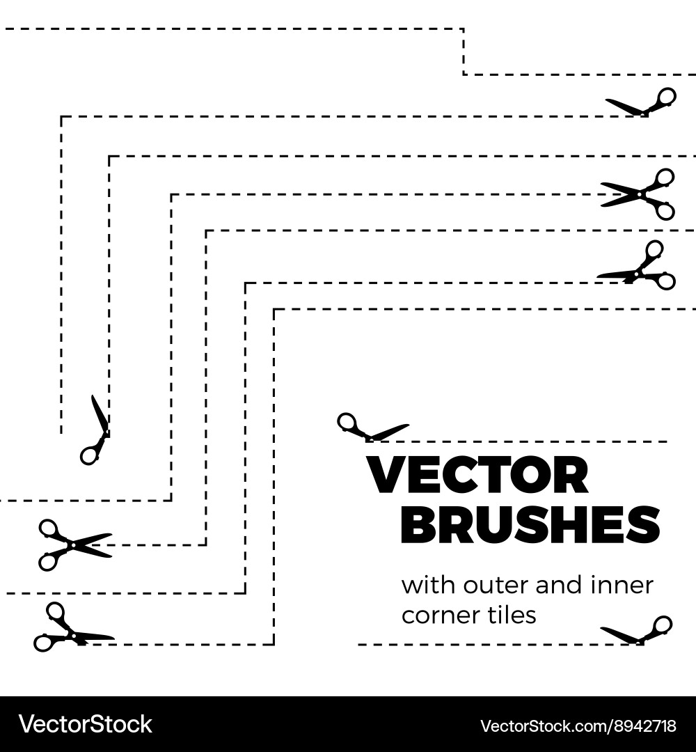 Scissors with cut lines isolated on white Vector Image