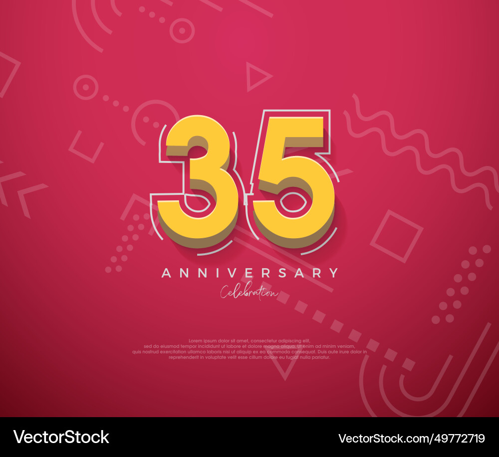 35th anniversary with a cartoon design Royalty Free Vector