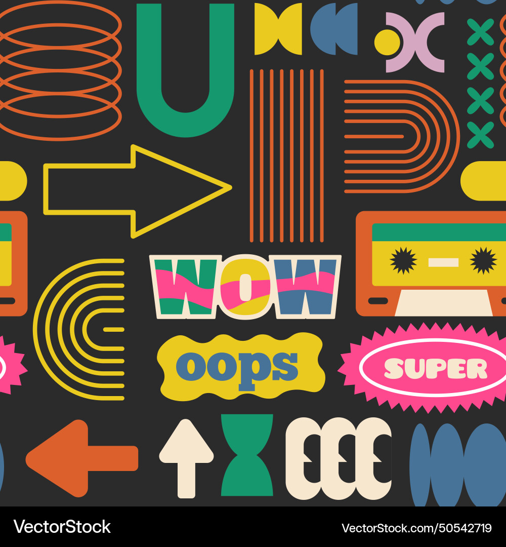 Bold graphic elements retro background Royalty Free Vector