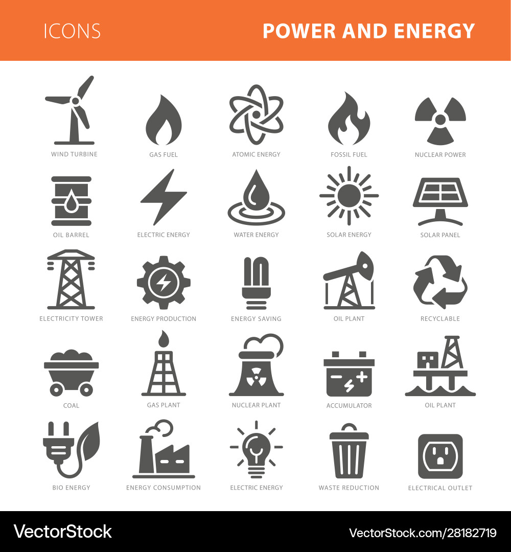 Energy icons grey set Royalty Free Vector Image