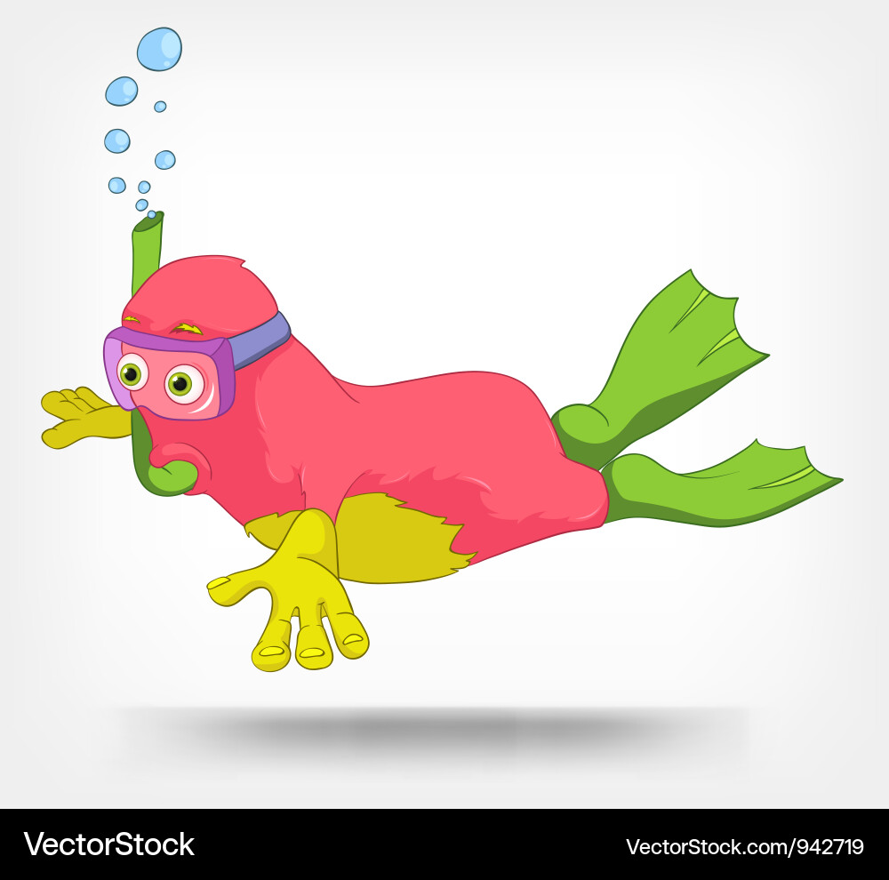 Funny monster diver Royalty Free Vector Image - VectorStock