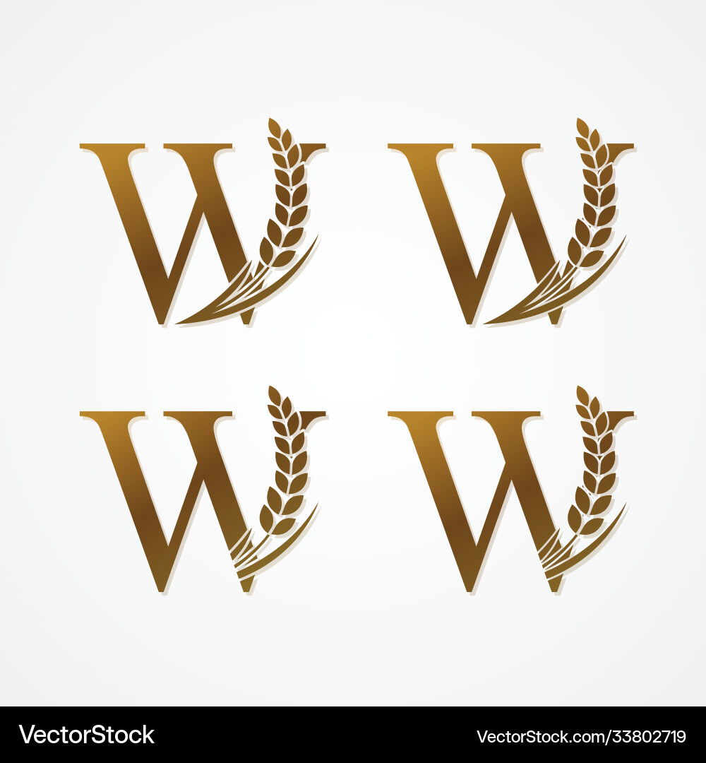 Gold letter with rice for logo design Royalty Free Vector