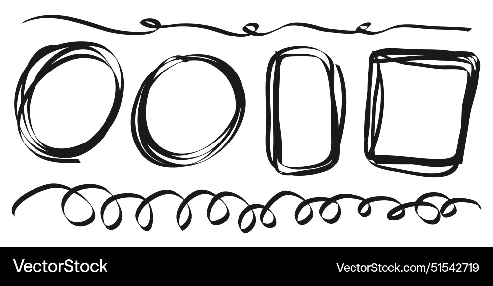 Hand Drawn Scribble Lines On Set Royalty Free Vector Image