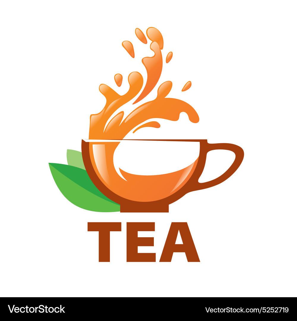 Logo splashes in a cup of tea Royalty Free Vector Image