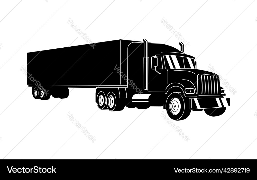 Semi truck outline lorry freight Royalty Free Vector Image