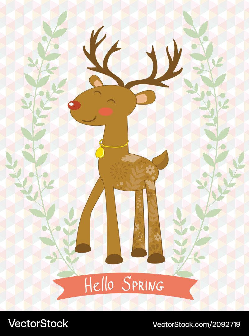 Spring Deer Card Royalty Free Vector Image - VectorStock