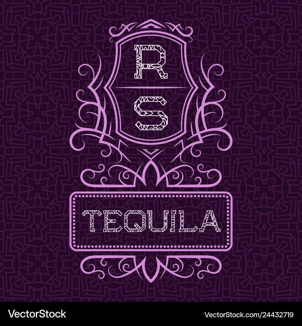 Tequila label design template patterned vintage Vector Image