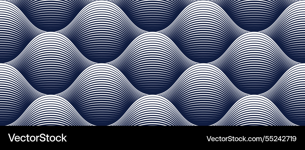 Wavy Linien lineare nahtlose Muster Wasserwellen Vektorbild