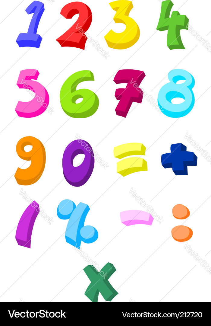 Bunte Zahlen Lizenzfreies Vektorbild - VectorStock