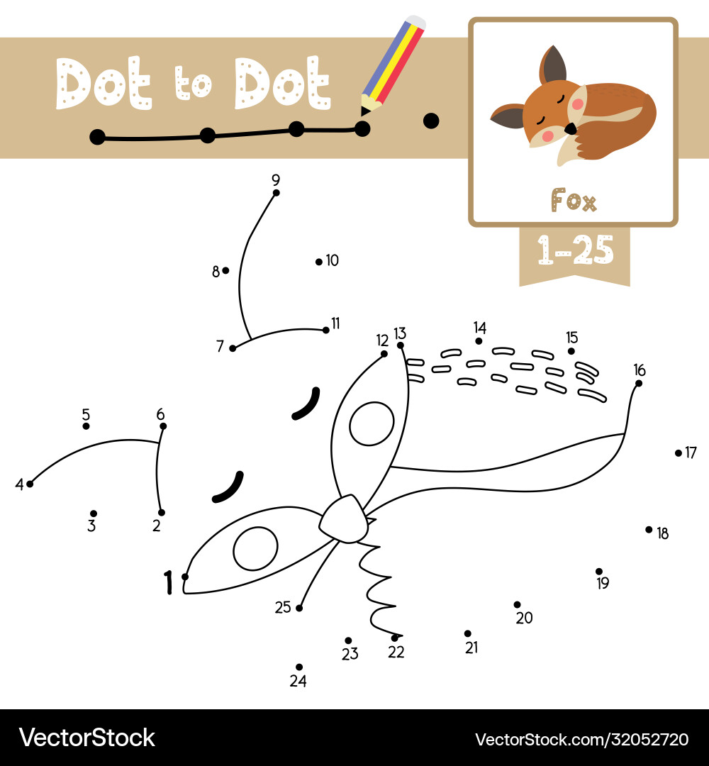 Connect the Dots: Sleeping Fox Royalty Free Vector Image