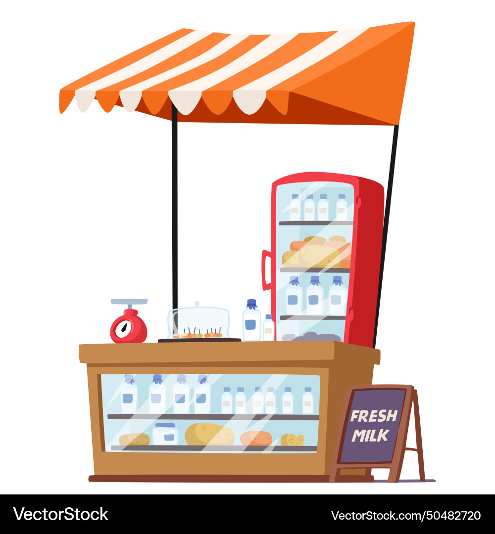 Dairy product kiosk with a canopy isolated Vector Image