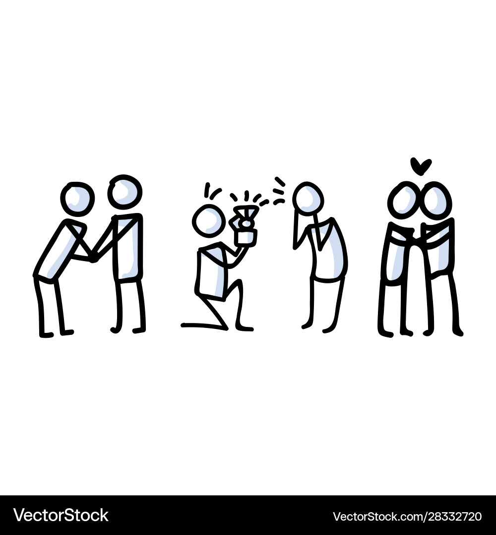 Handgezeichneter Stickfigur Vorschlag und Umarmungskonzept