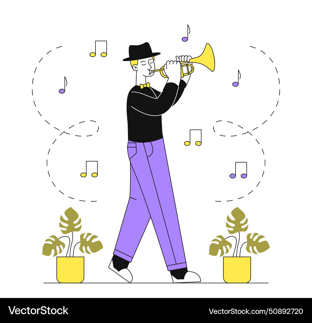 Man playing trumpet simple Royalty Free Vector Image