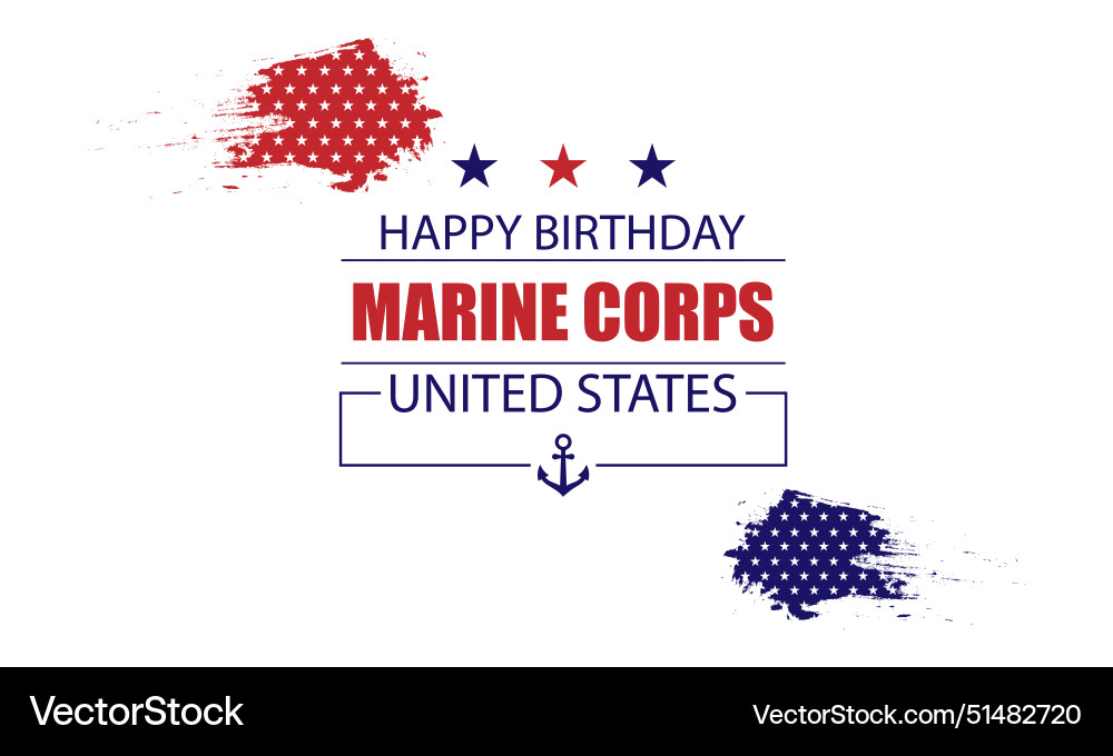 Marine corps birthday with text flag design Vector Image