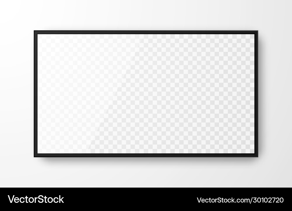 Realistic black television screen on transparent Vector Image