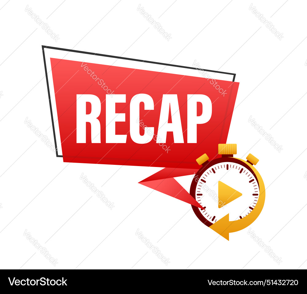 Recap video play button replay watching Royalty Free Vector