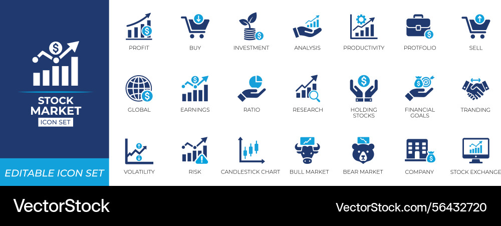 Stock market icon set Royalty Free Vector Image