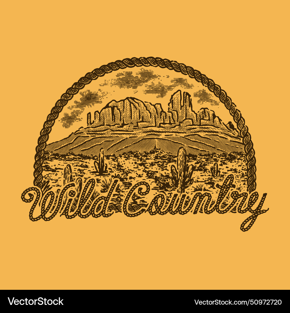 Wild country landscape desert Royalty Free Vector Image
