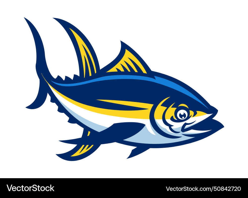 Yellowfin tuna fish cartoon Royalty Free Vector Image