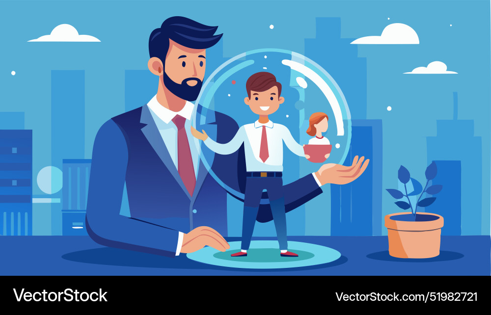 Businessman retaining employee in glass Royalty Free Vector