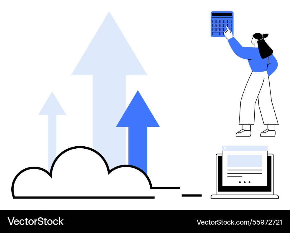 Cloud growth with data analytics rising arrows Vector Image