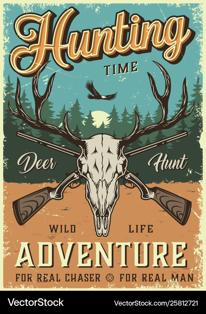 Colorful hunting time poster Royalty Free Vector Image