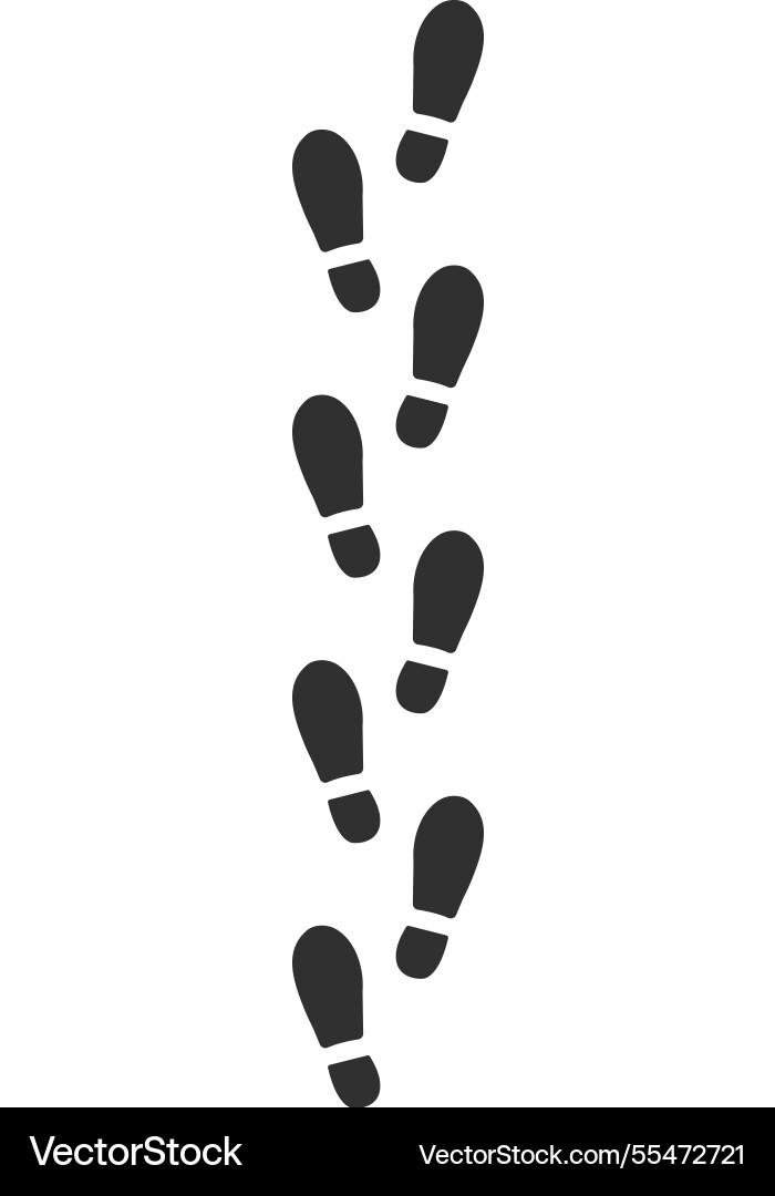 Dark gray footprints creating a vertical trail Vector Image