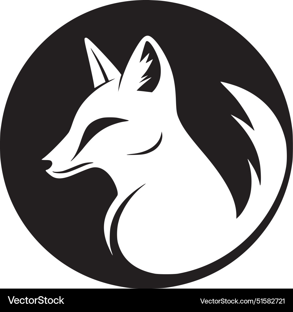 Fox - black and white Royalty Free Vector Image