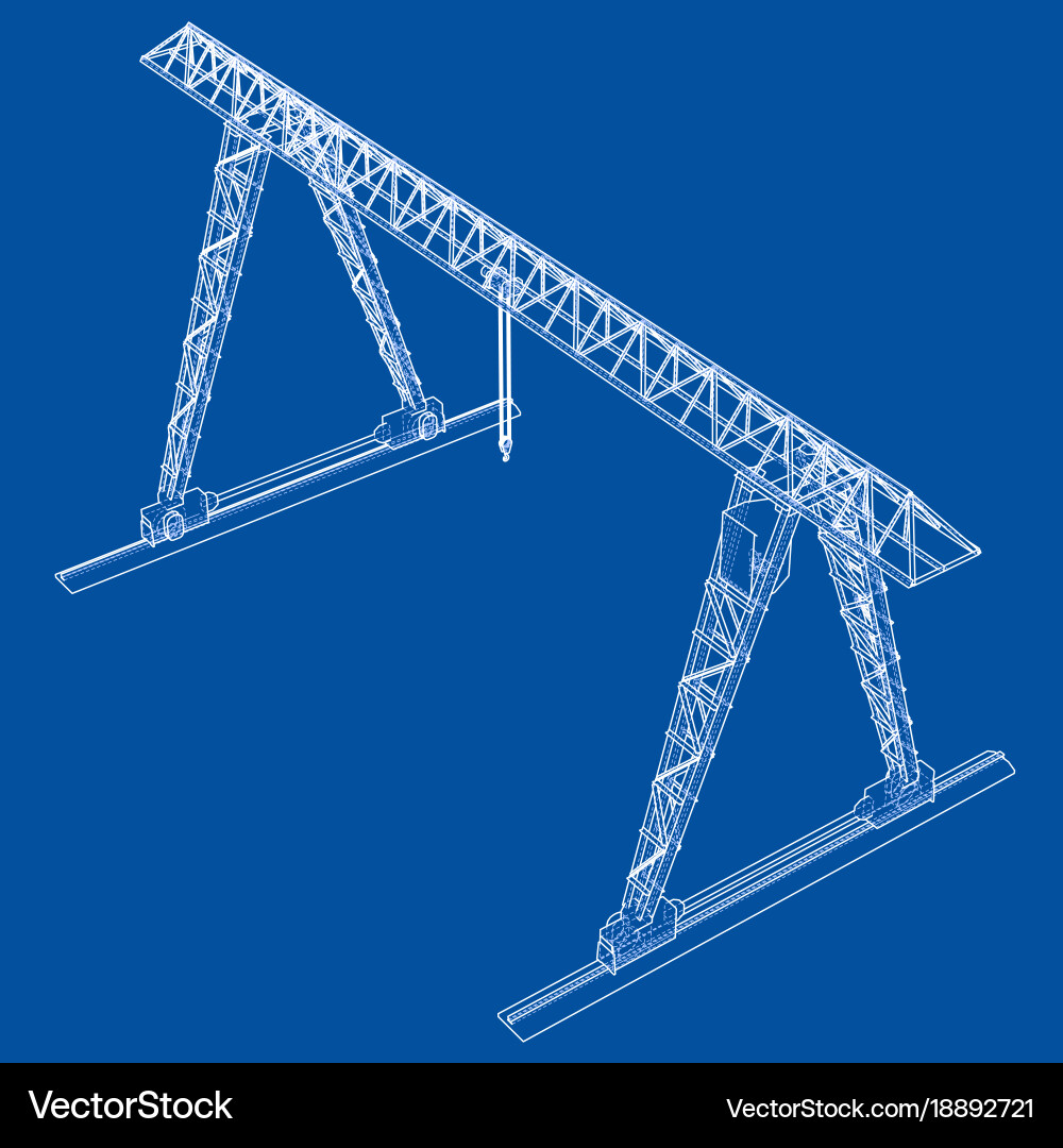 Gantry crane wire-frame eps10 format Royalty Free Vector