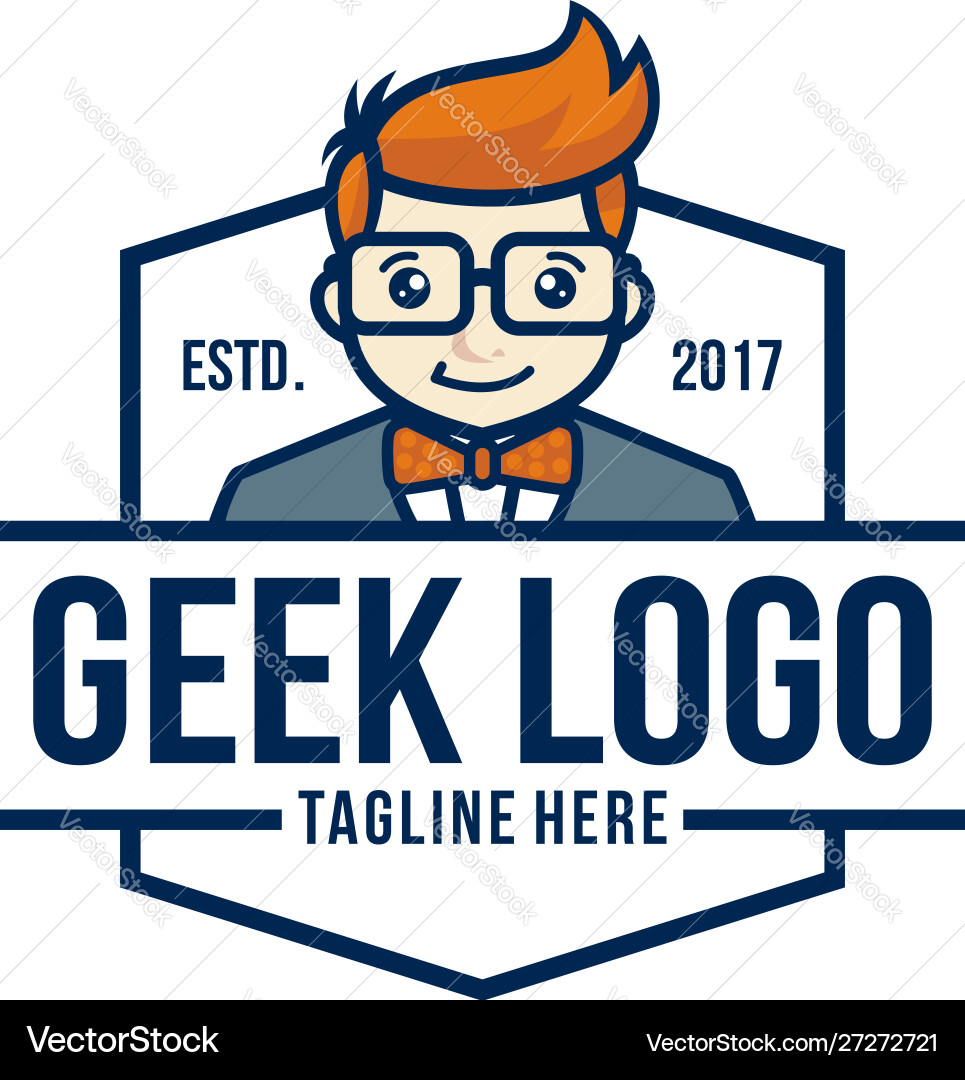 Geek logo design template Royalty Free Vector Image