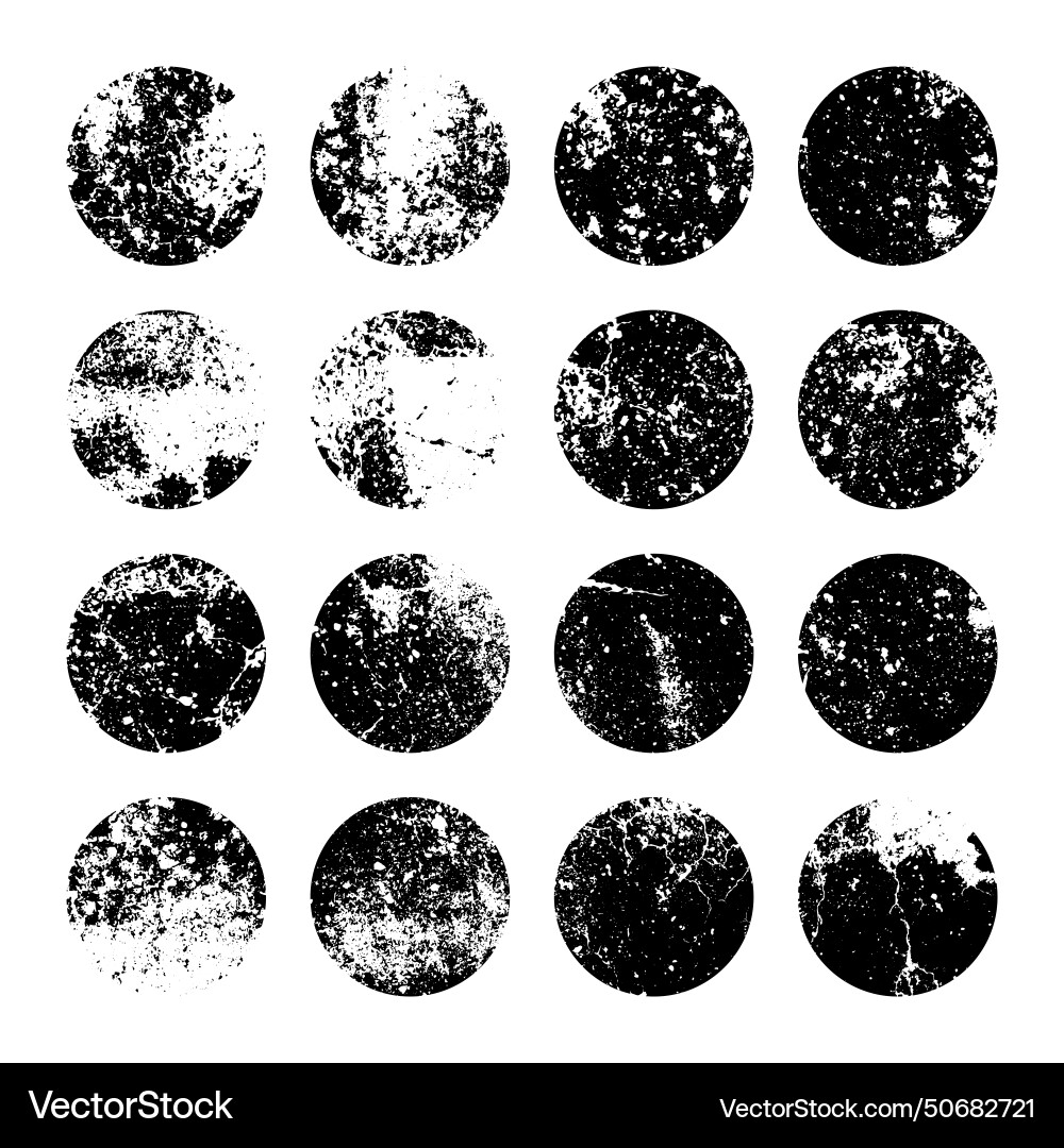 Grunge circles with stains and scratches circle Vector Image