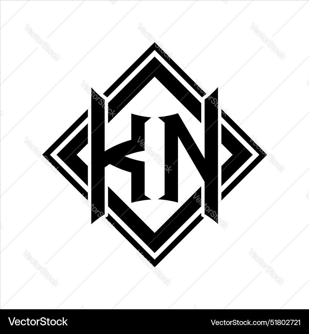 Kn letter logo with abstract shield shape Vector Image