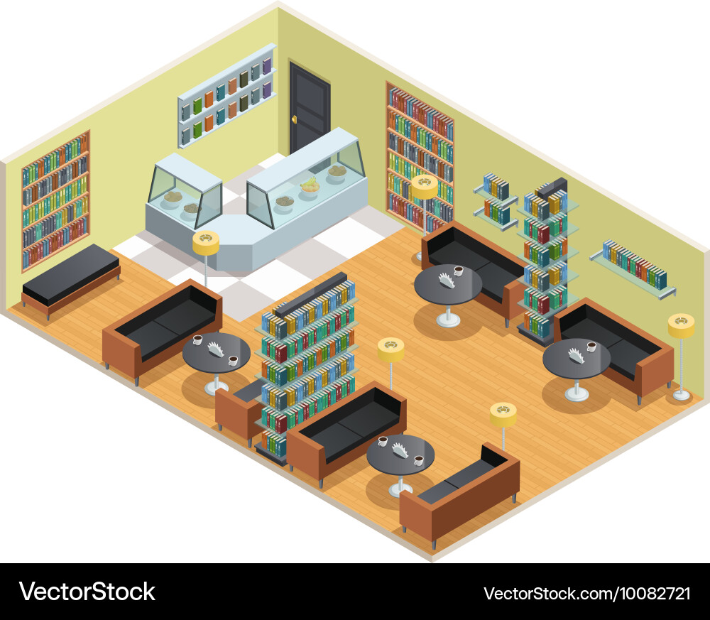 Library isometric Royalty Free Vector Image - VectorStock