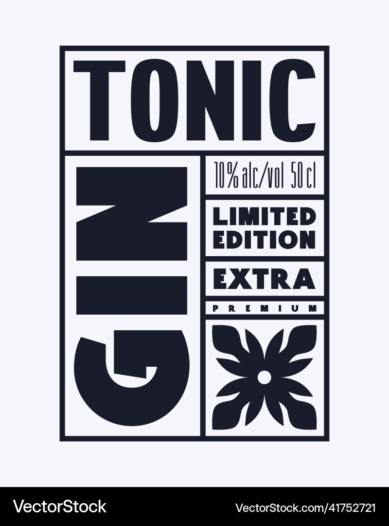 Template label for gin tonic Royalty Free Vector Image