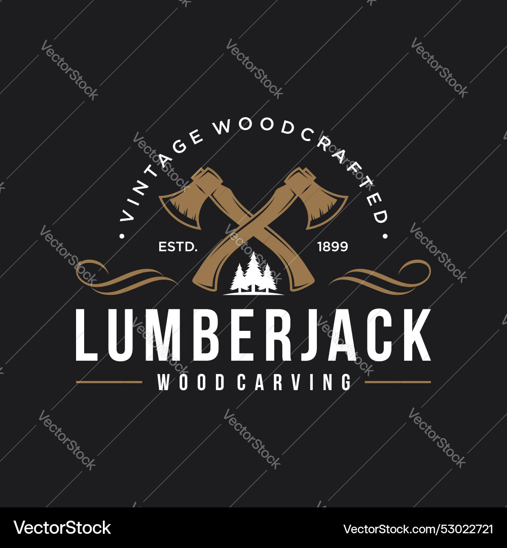Vintage Lumberjack Logo Royalty Free Vector Image