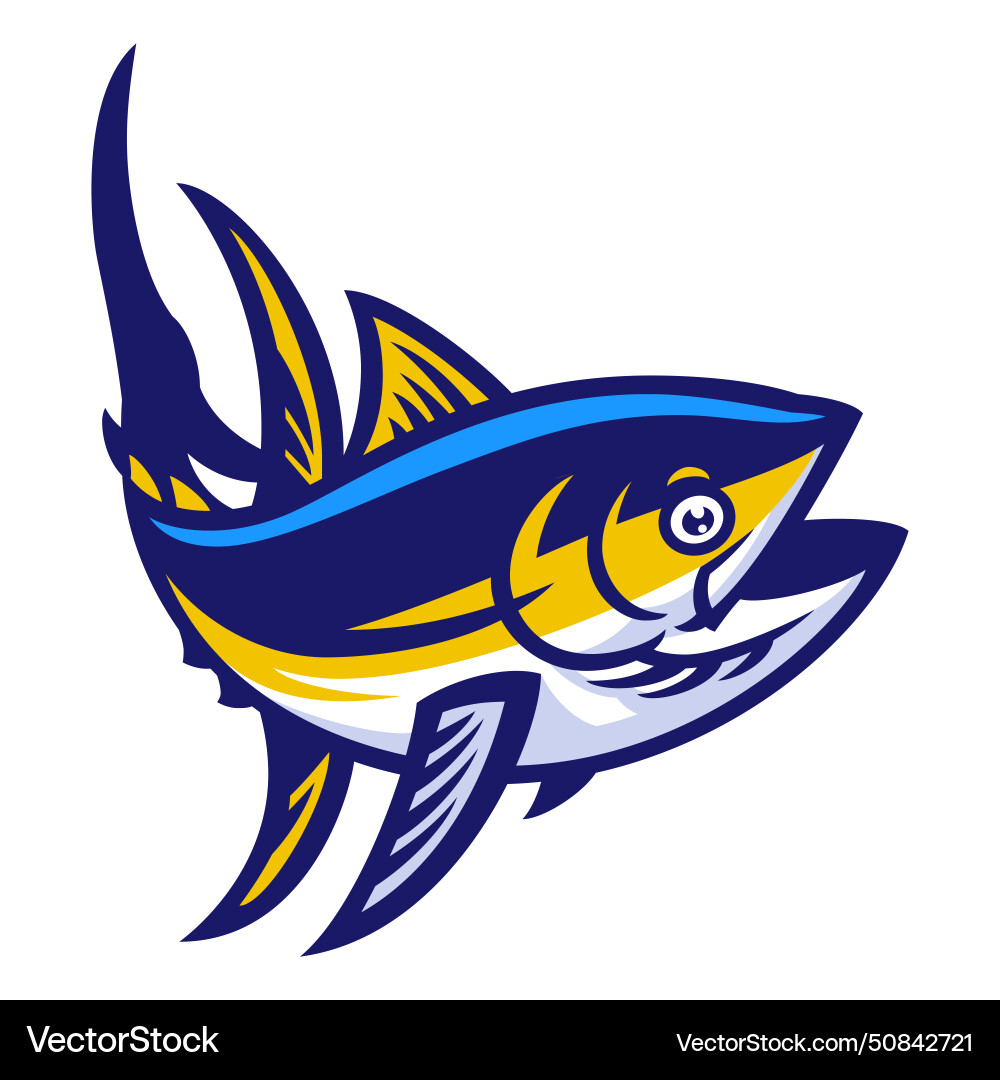 Yellowfin tuna fish cartoon isolated Royalty Free Vector