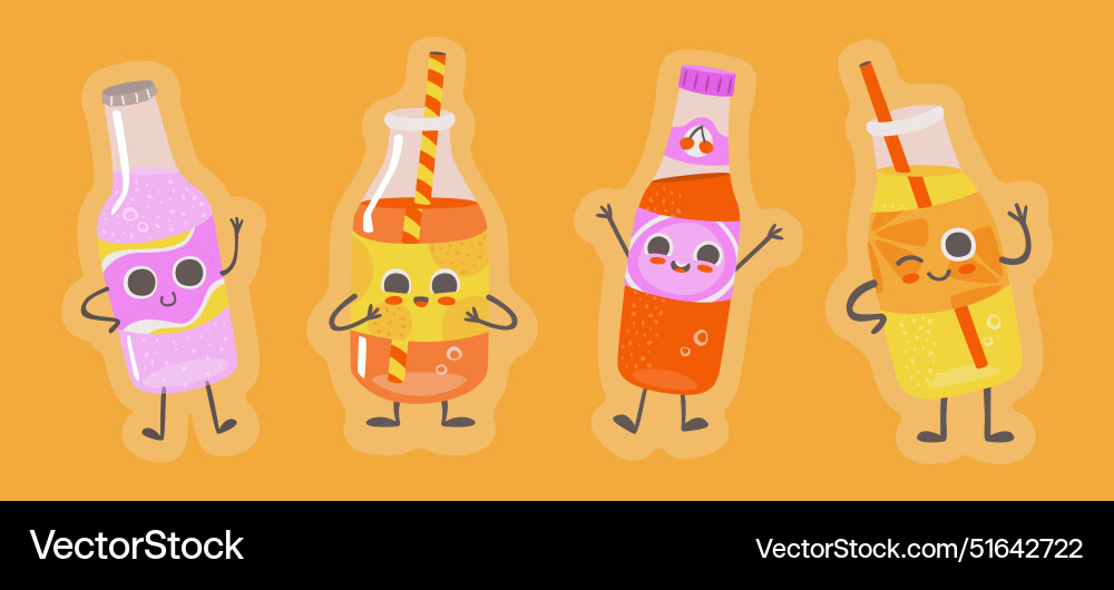 Cartoon soda bottles characters Royalty Free Vector Image