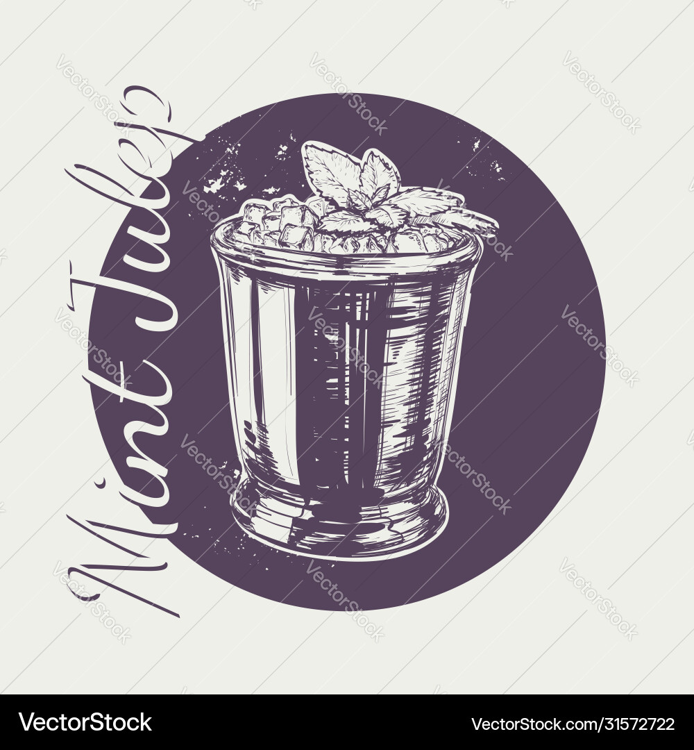 Cocktail mint julep for derby hand drawing Vector Image