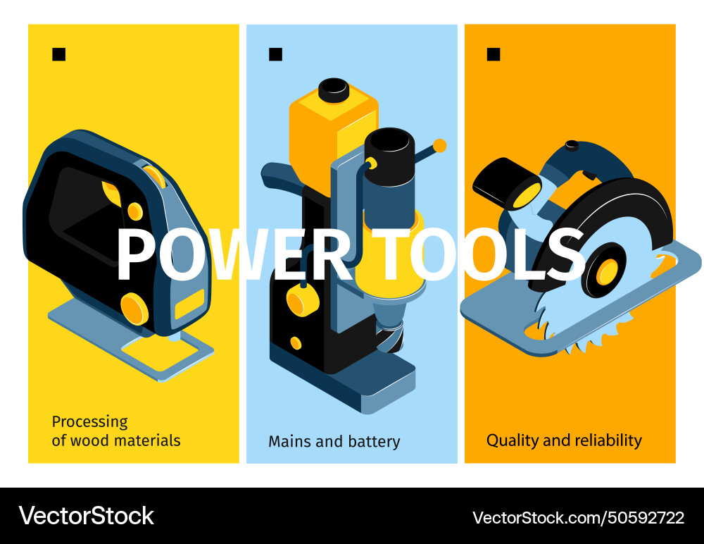 Electric machine and tools vertical banners Vector Image