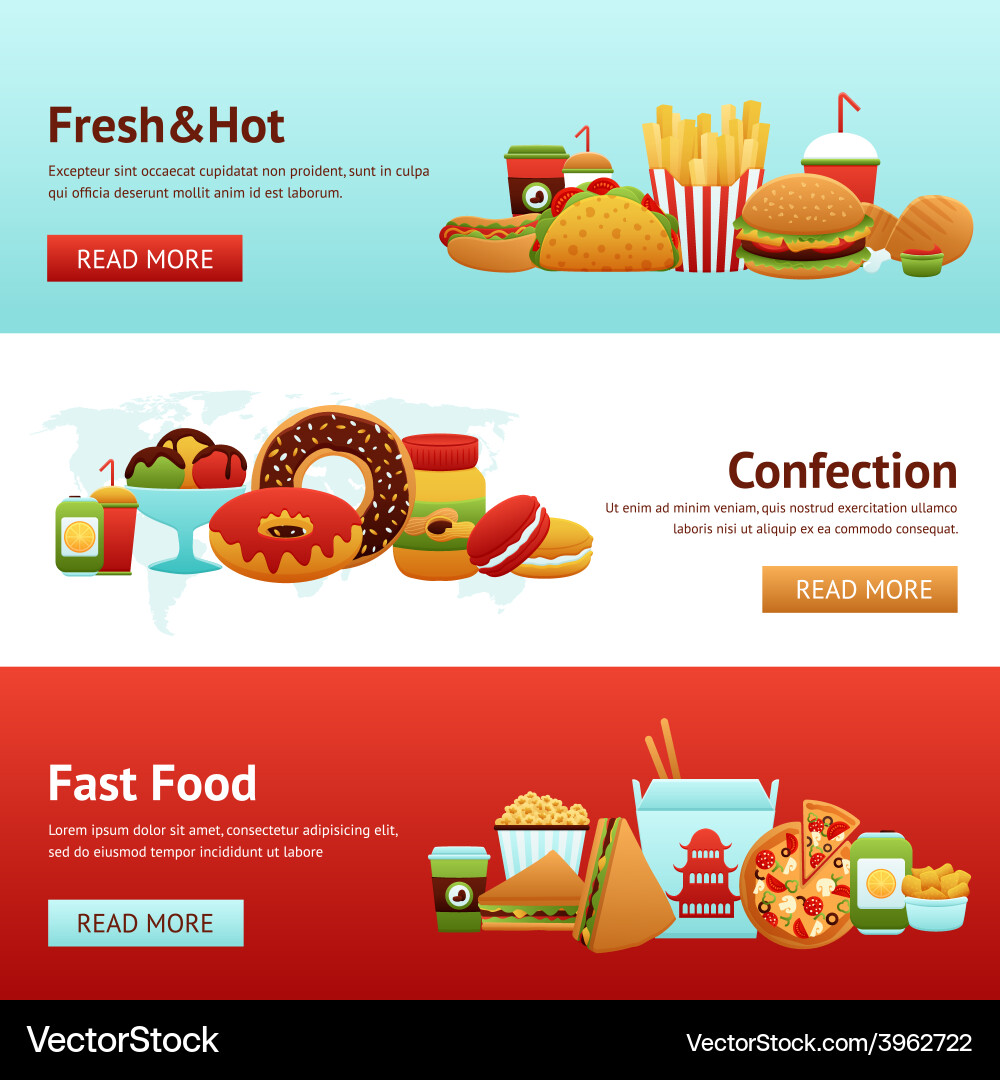 Fast food banner set Royalty Free Vector Image