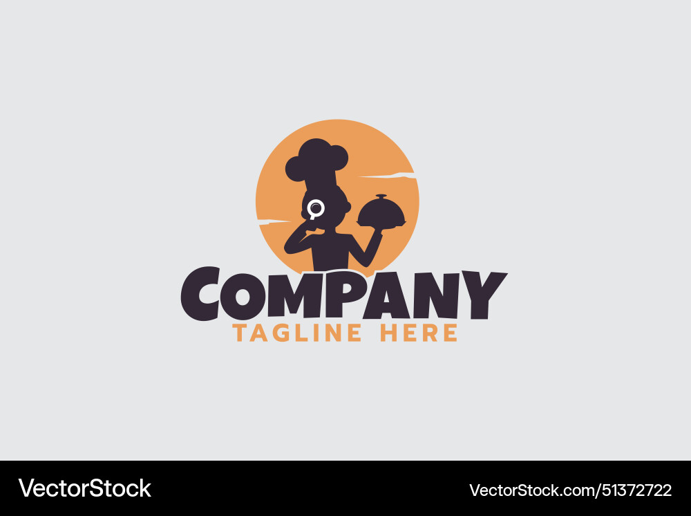 Food explorer logo with a chef carrying Royalty Free Vector