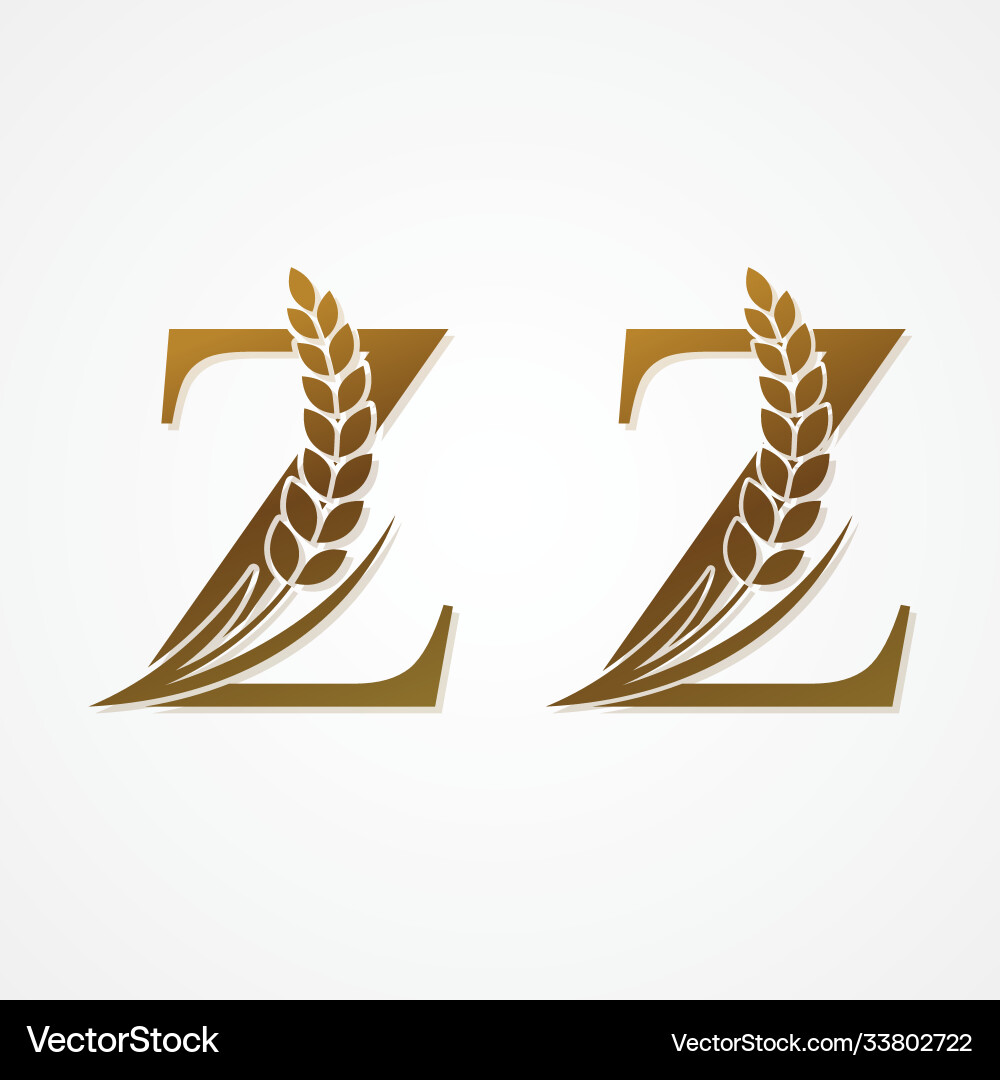 Gold letter with rice for logo design Royalty Free Vector