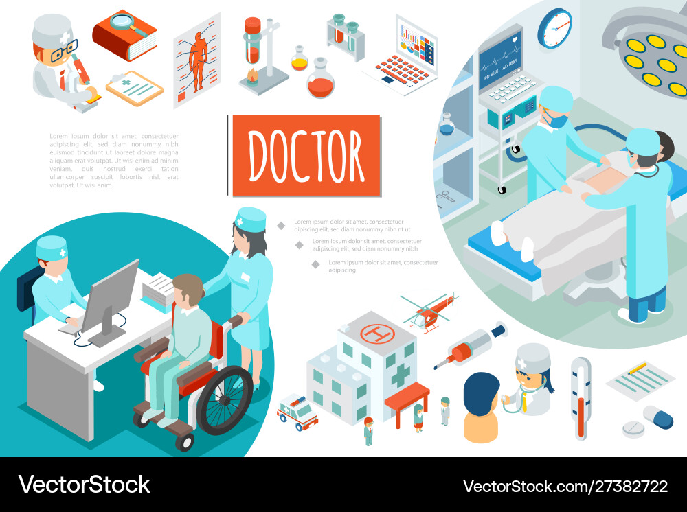 Isometric medicine composition Royalty Free Vector Image