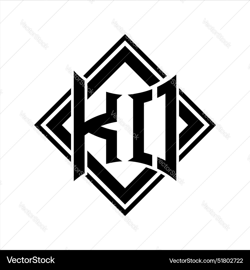 Ko letter logo with abstract shield shape Vector Image