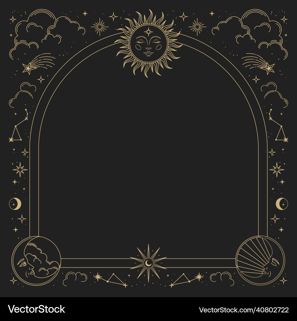 Magic frame with sun moon stars Royalty Free Vector Image