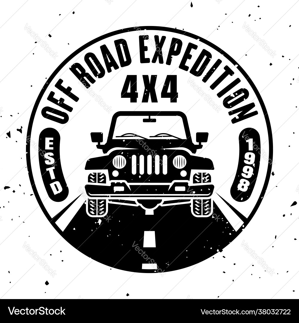 Off-road car front view round monochrome Vector Image