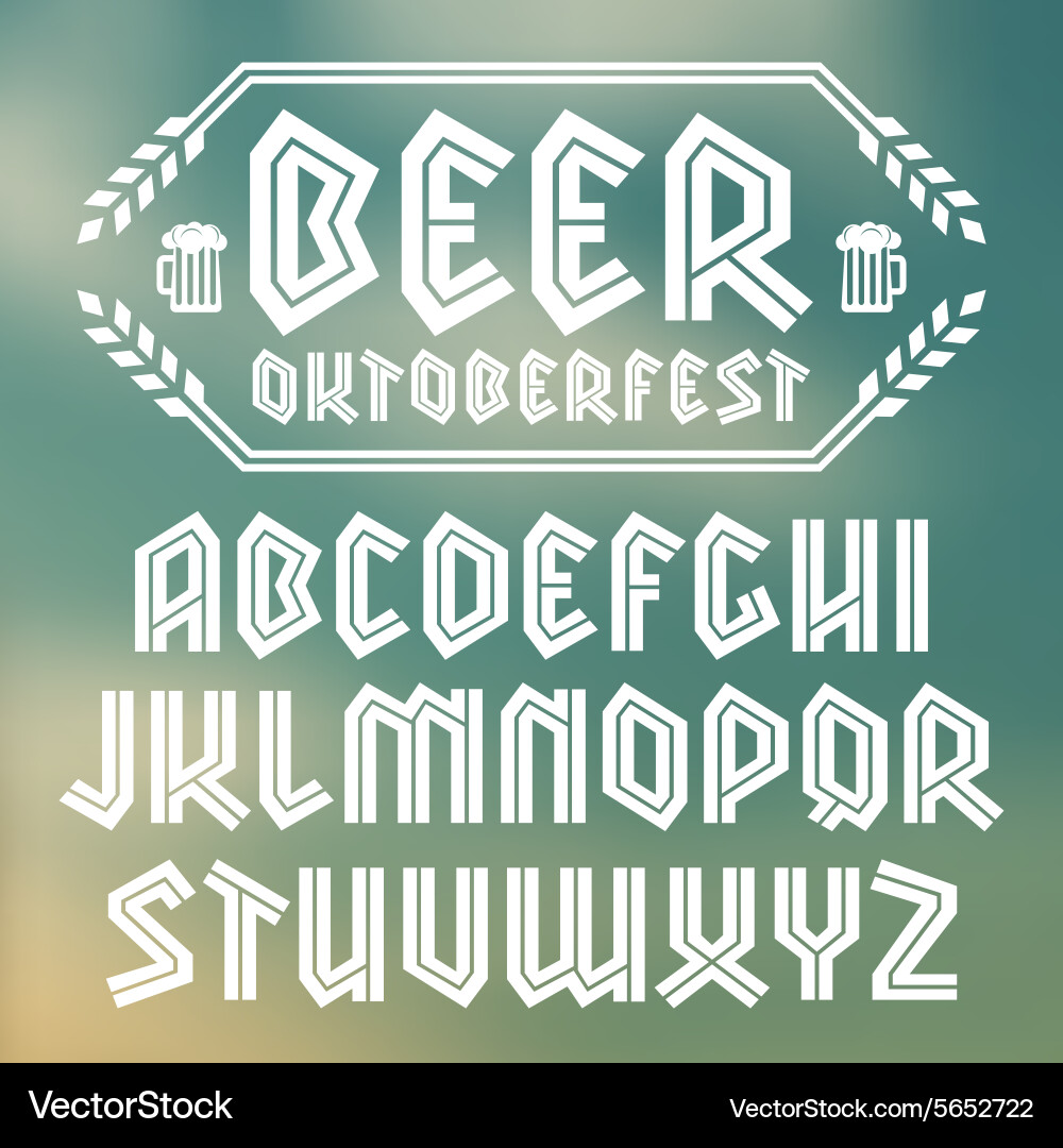 Sans serif decorative font Royalty Free Vector Image