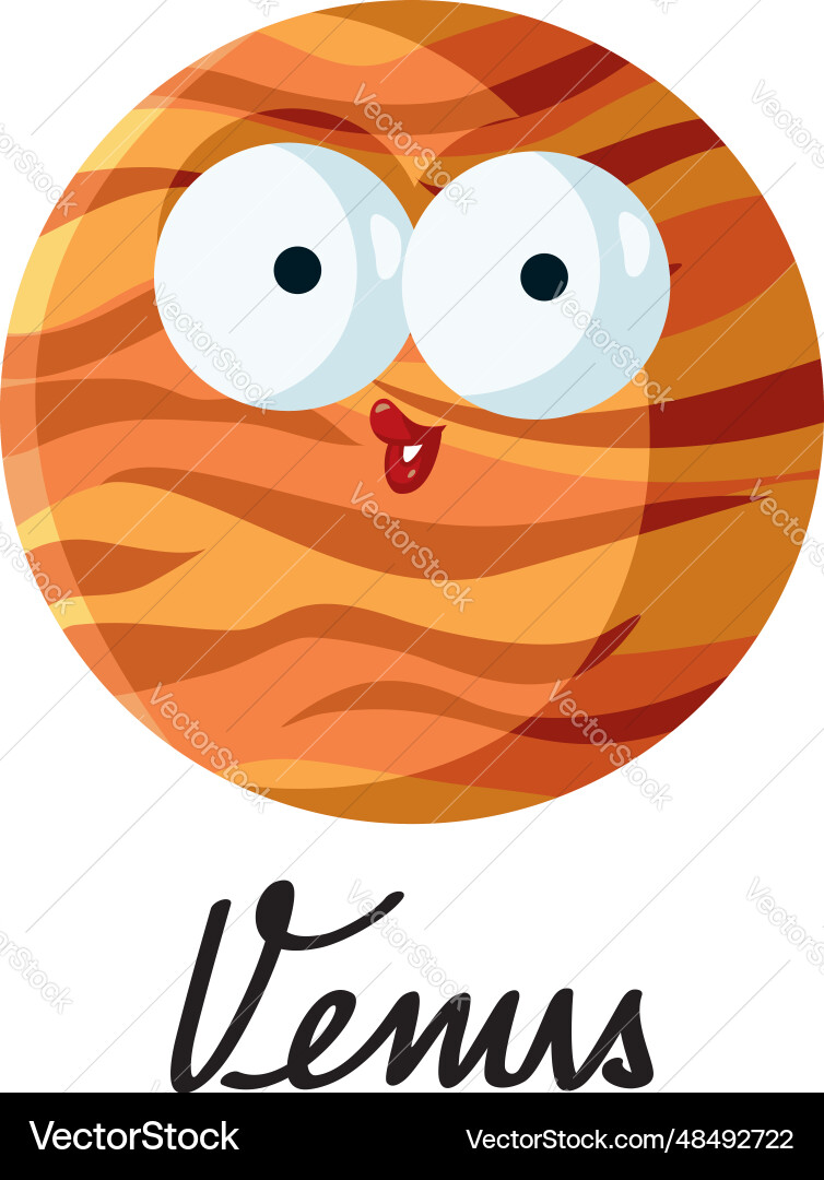 Smiling Venus Cartoon Planet Royalty Free Vector Image