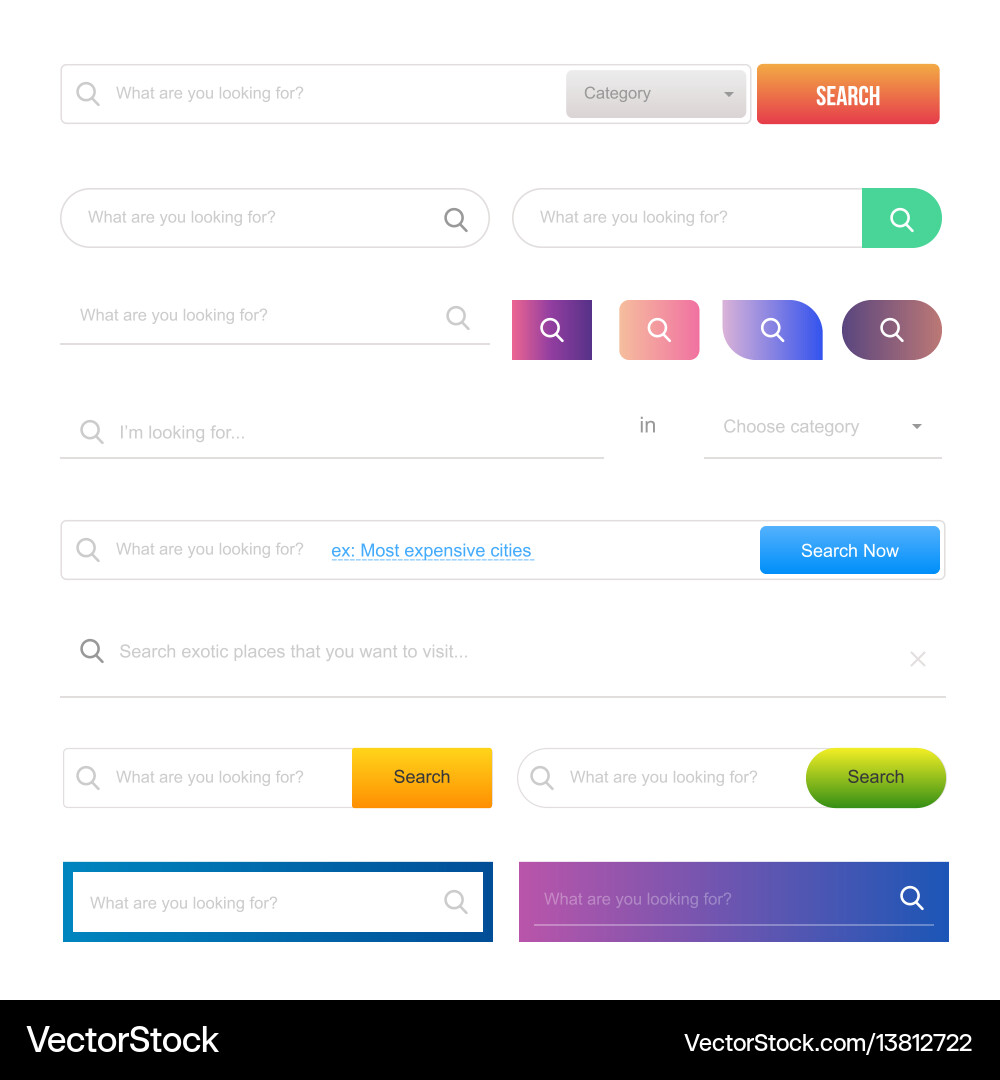 Web design elements and buttons ui set Royalty Free Vector