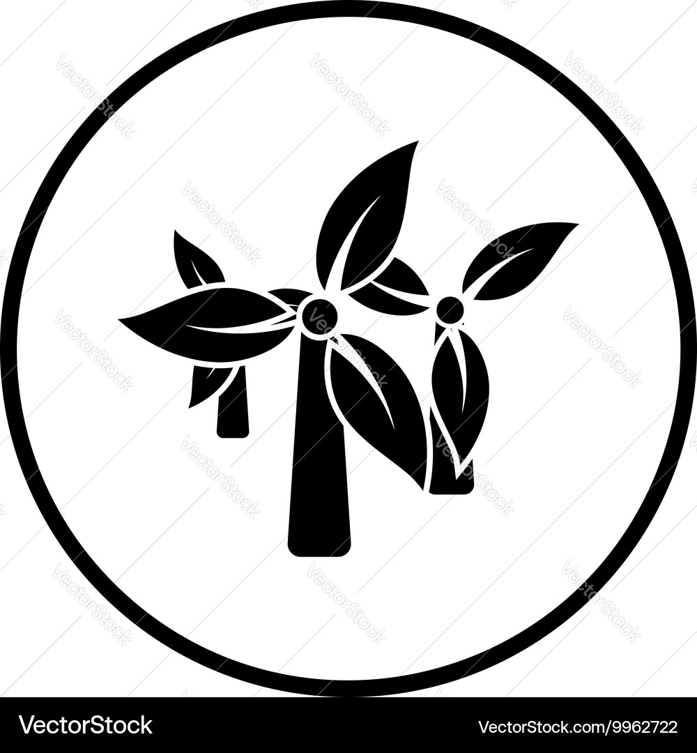 Wind mill with leaves in blades icon Royalty Free Vector